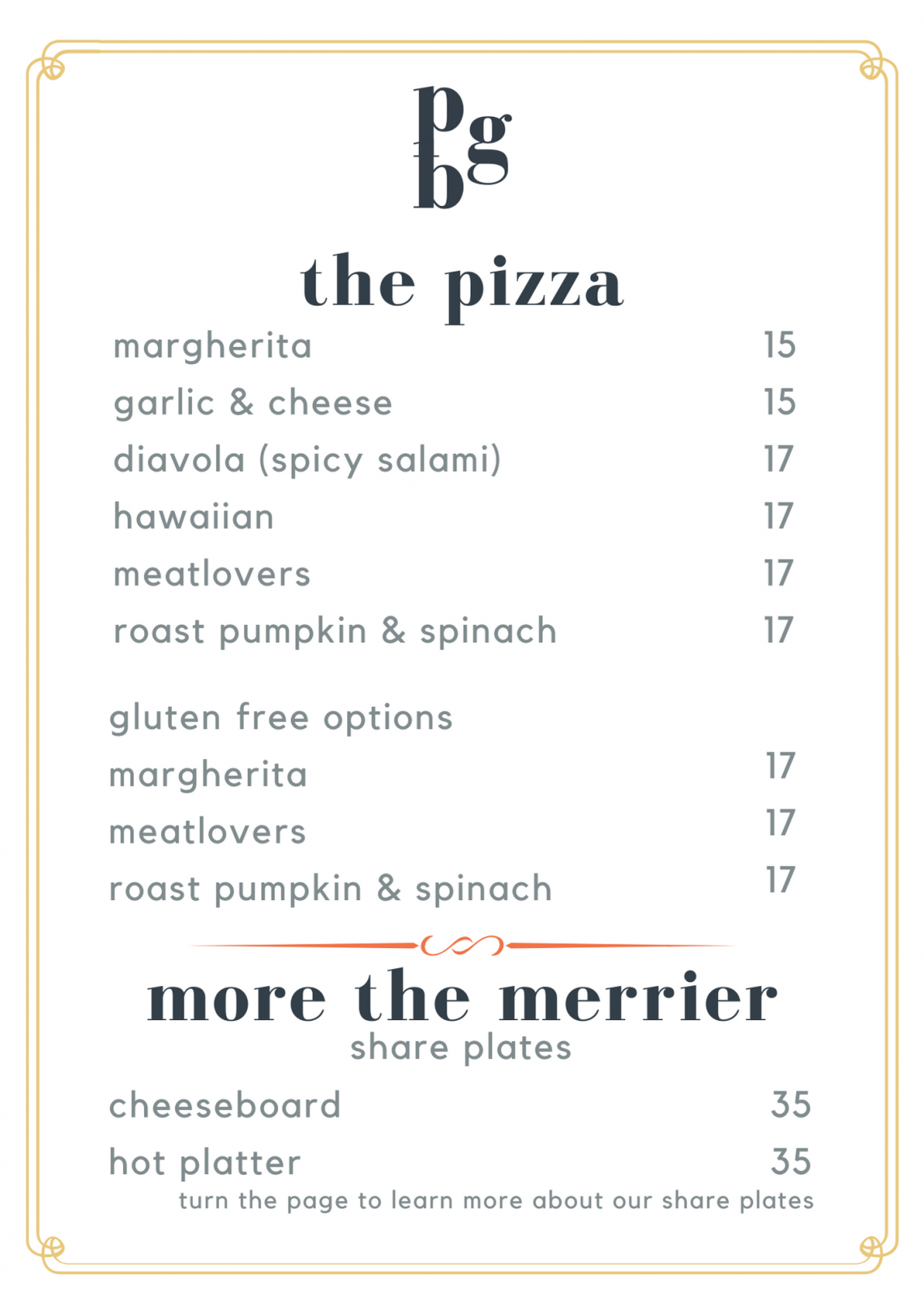 Peninsula Beer Garden Menu