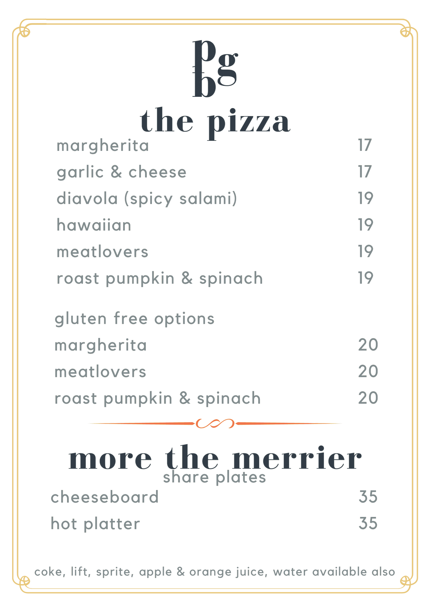 Peninsula Beer Garden Menu