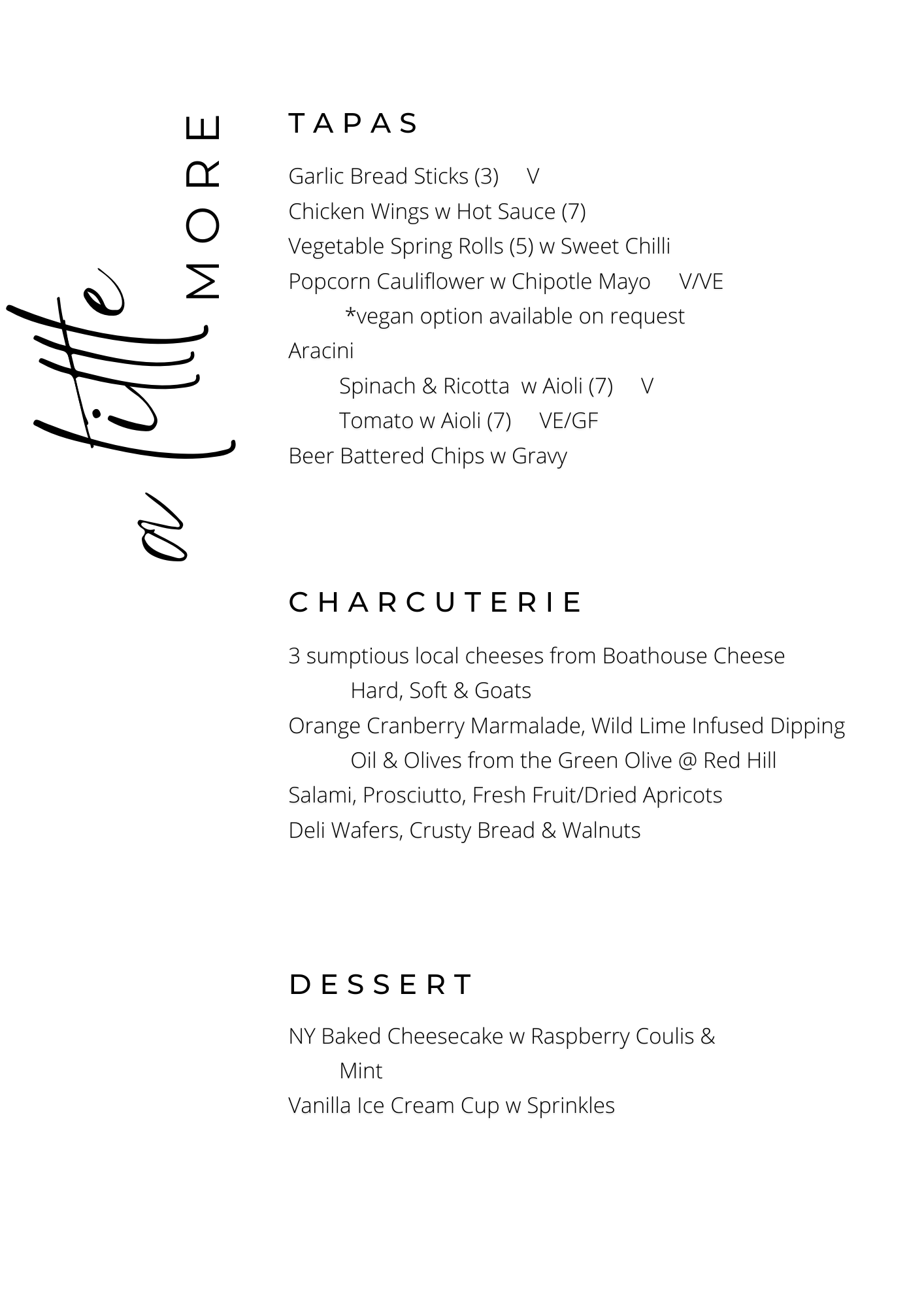 Peninsula Beer Garden Menu