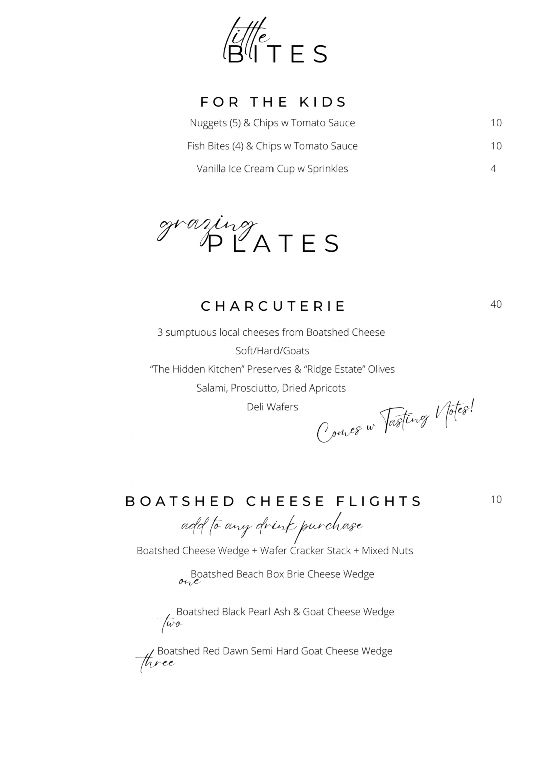 Peninsula Beer Garden Menu