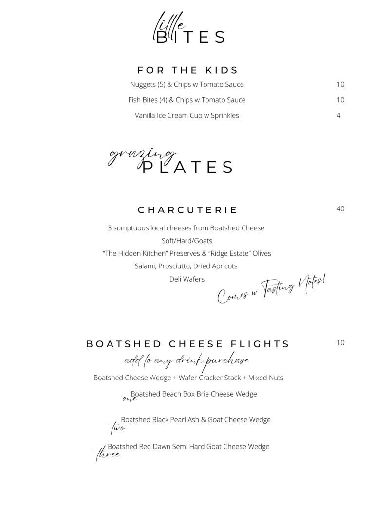 Peninsula Beer Garden Menu